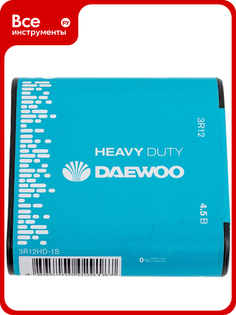 Батарейка Солевой элемент питания DAEWOO "квадрат" 3R12 4.5В Heavy Duty 1S(уп.1шт) 5029187, 4.5 В