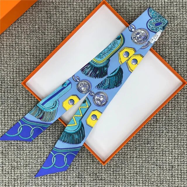 100% шелк высококачественные роскошные брендовые товары шарф Женская повязка на голову фуляр галстук ленточный шейный платок узкие шарфы аксессуары для волос