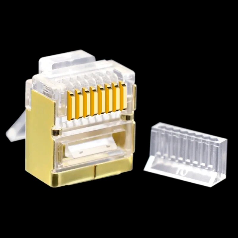 CNCOB Плоский короткий корпус Cat6 Концы Сетевые разъемы FTP Ethernet, две части, модульные вилки 8P8C, 30 шт.