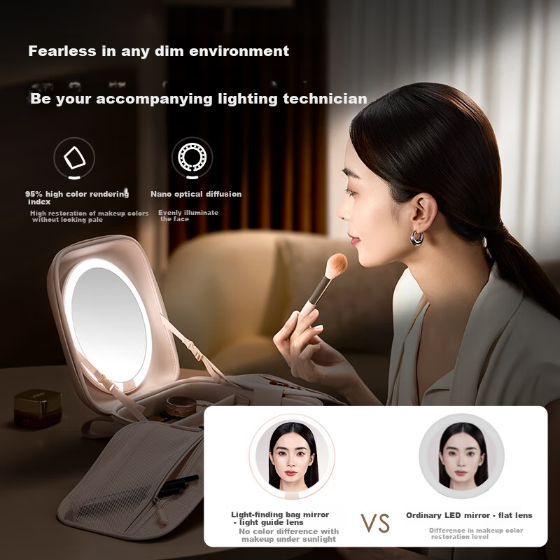 AMIRO M3 Makeup Mirror with Light Portable Foldable Makeup Mirror with LED Lights HD Smart Beauty Mirror for Carrying, Perfect Birthday Gift for Girlfriend