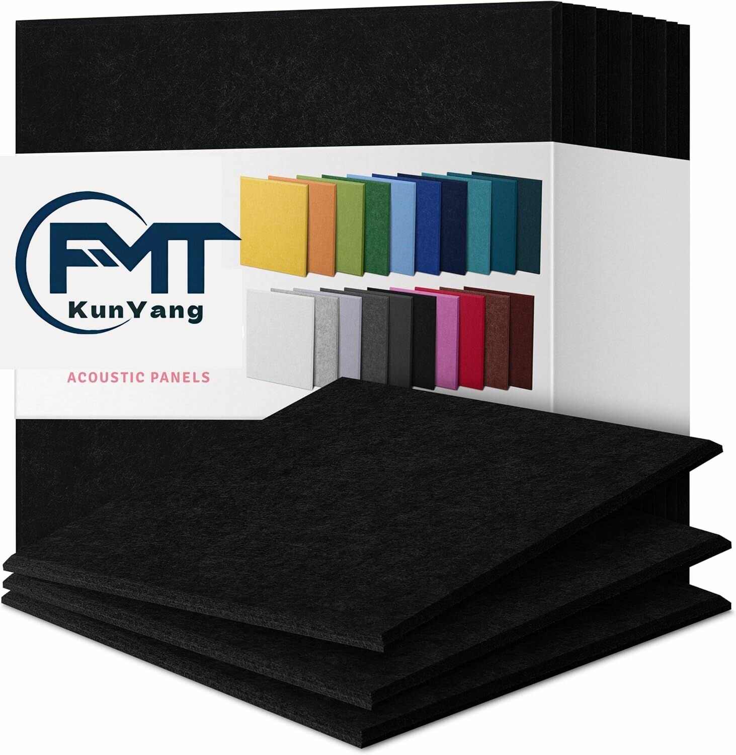 Звукопоглощающая плита 12-штучная звуконепроницаемая стеновая панель 30,4 "X 30,4>X 0,9< высокой плотности-<черный квадрат>