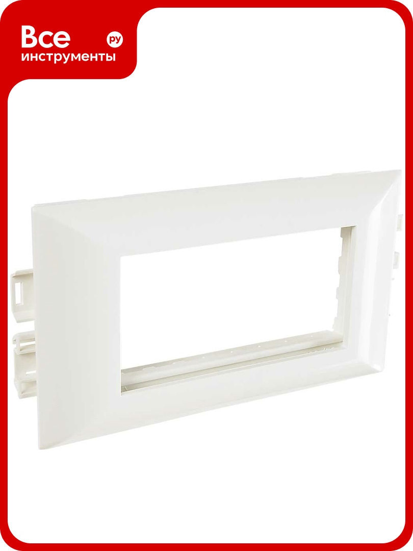 Суппорт с рамкой на 2 поста в профиль для кабельных каналов, 6 шт. SPL 100008S, 75мм, из ABS‑пластика, белый, защита