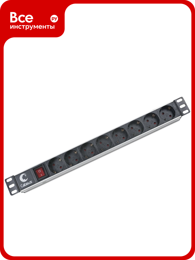 Блок евророзеток Cabeus горизонтальный, 8 розеток, 10 A, гнездо под шнур PDU-8P, электрических розеток, 220 В