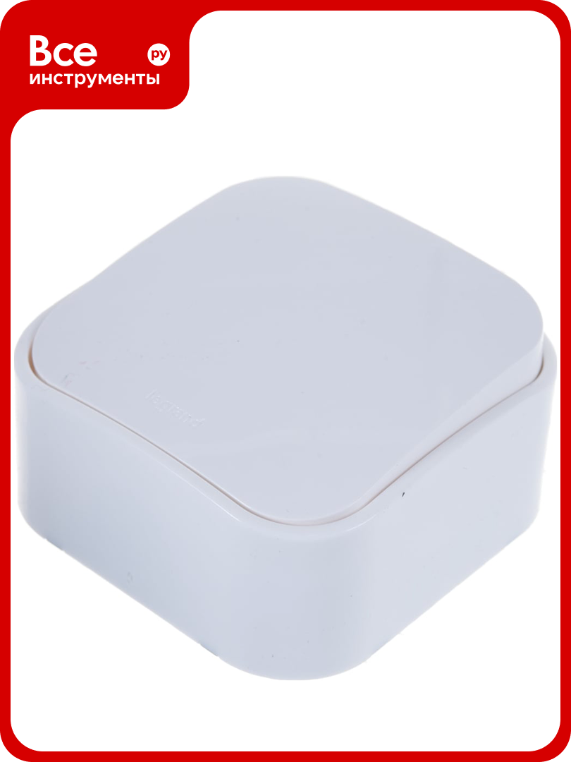 Выключатель, Legrand, Legrand одноклавишный Legrand Quteo IP20 10А 250В винтовые зажимы накладной монтаж белый 782200