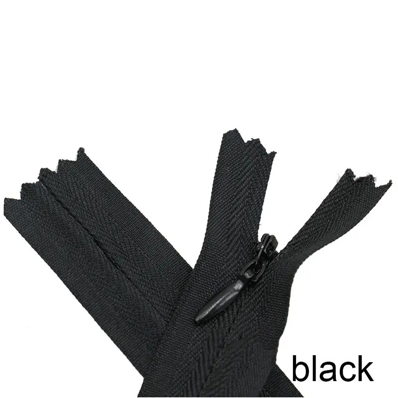 Нейлоновые молнии 10 шт, 15-60 см, 25 цветов Черный, total length is 28cm, black