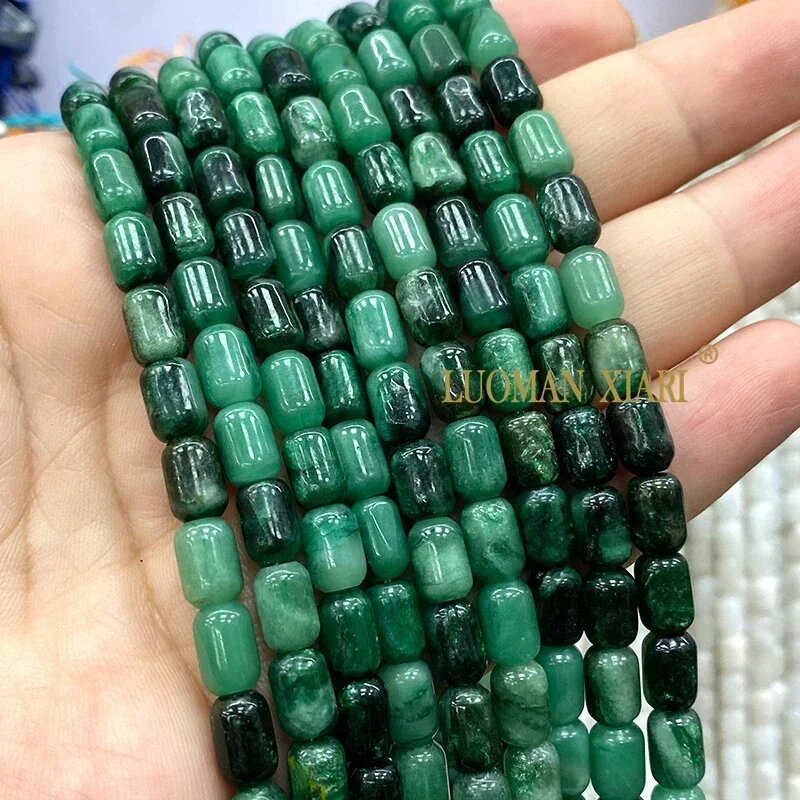 Зеленый изумруд бусины LUOMAN XIARI 6x9 мм Изумрудный, 6x9mm 9-10pcs, Emerald