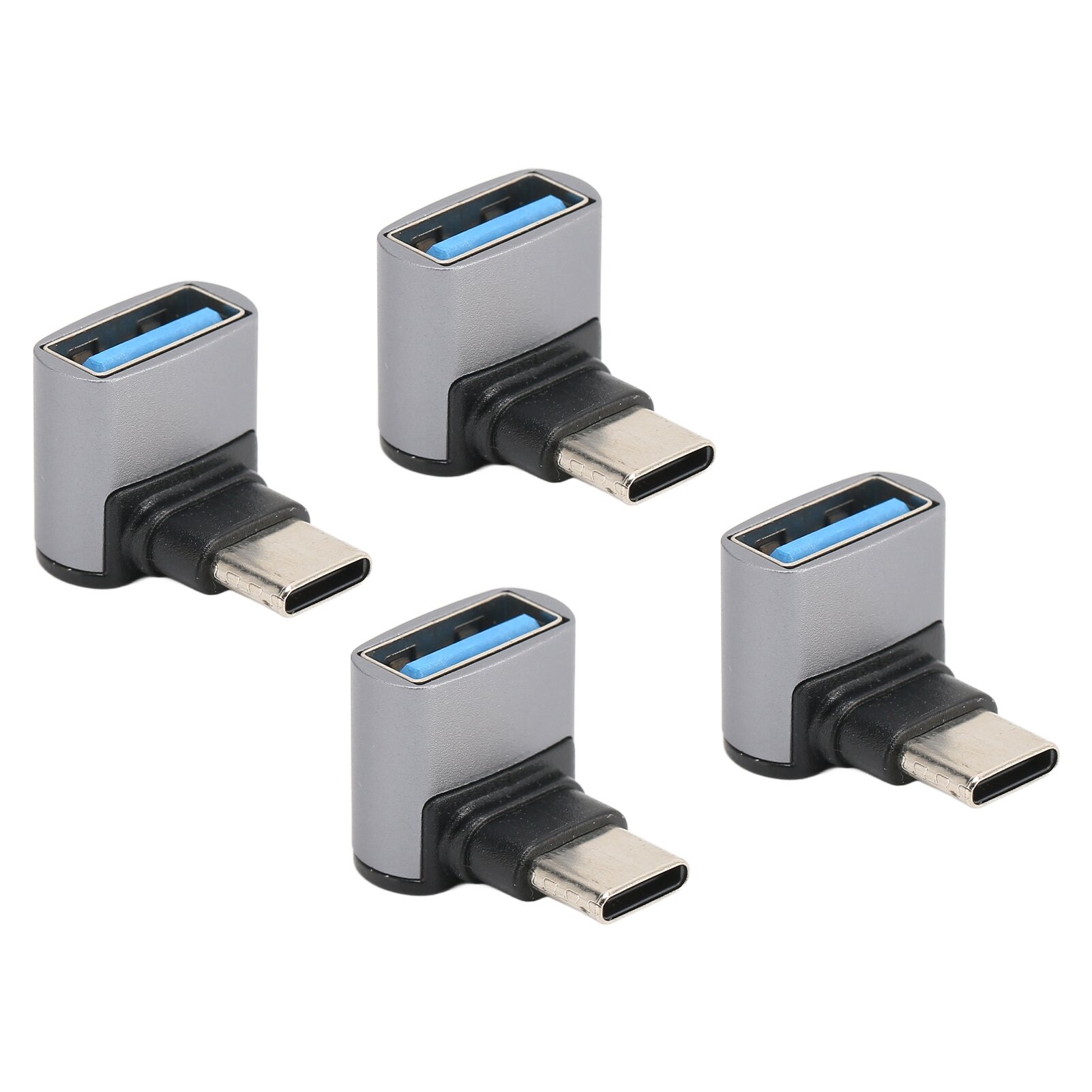 Адаптер USB C: Комплект из 4 Штук с ПВХ Корпусом для Высокой Скорости Передачи Данных - Универсальный Переходник USB C к USB с Углом 90 Градусов для Ноутбуков, Телефонов и Планшетов