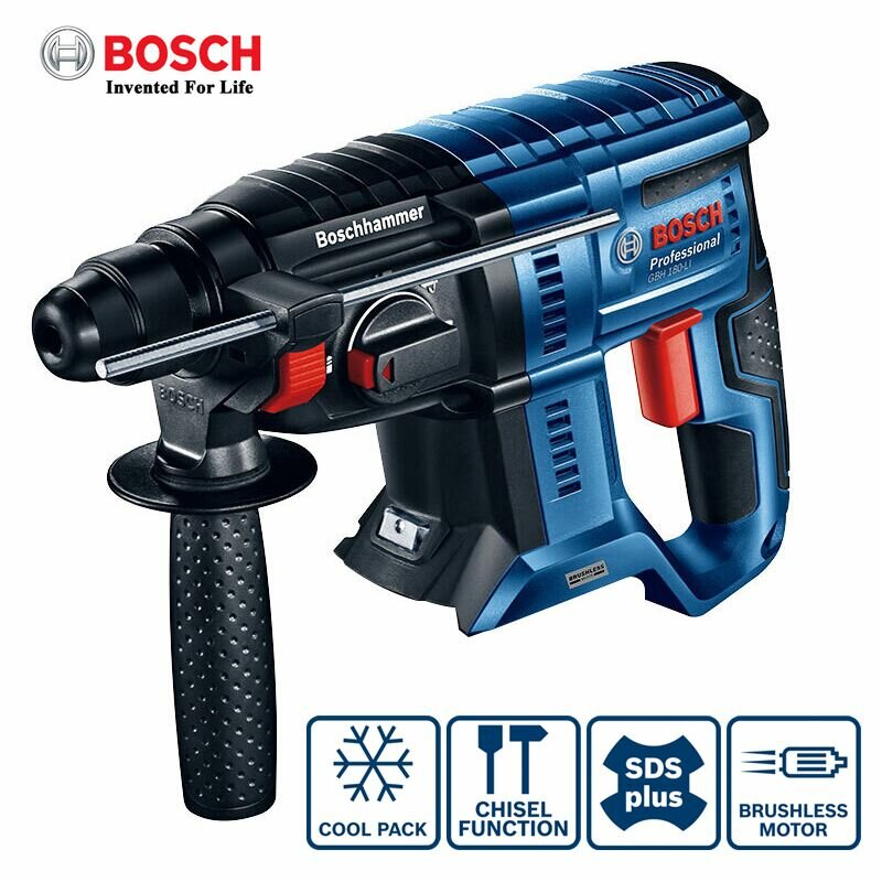 Bosch GBH 180-LI Аккумуляторный перфоратор, бесщеточный, с SDS-Plus, 18 В, 2,0 Дж, без аккумулятора и зарядного устройства (0611911180)-CC
