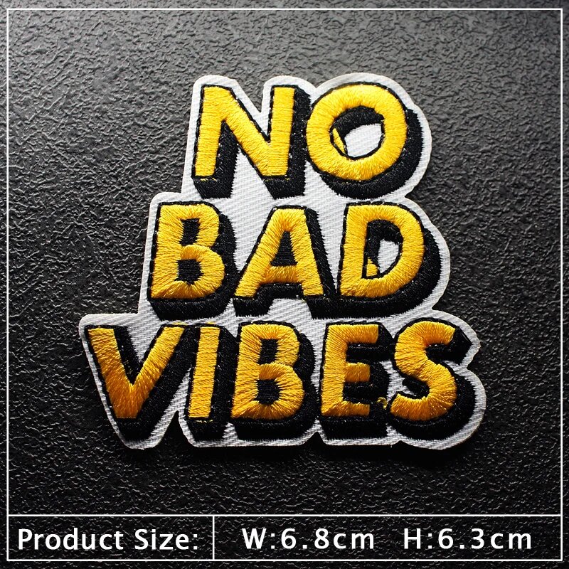 Вышивка "No Bad Vibes", черная, 6.8x6.3 см