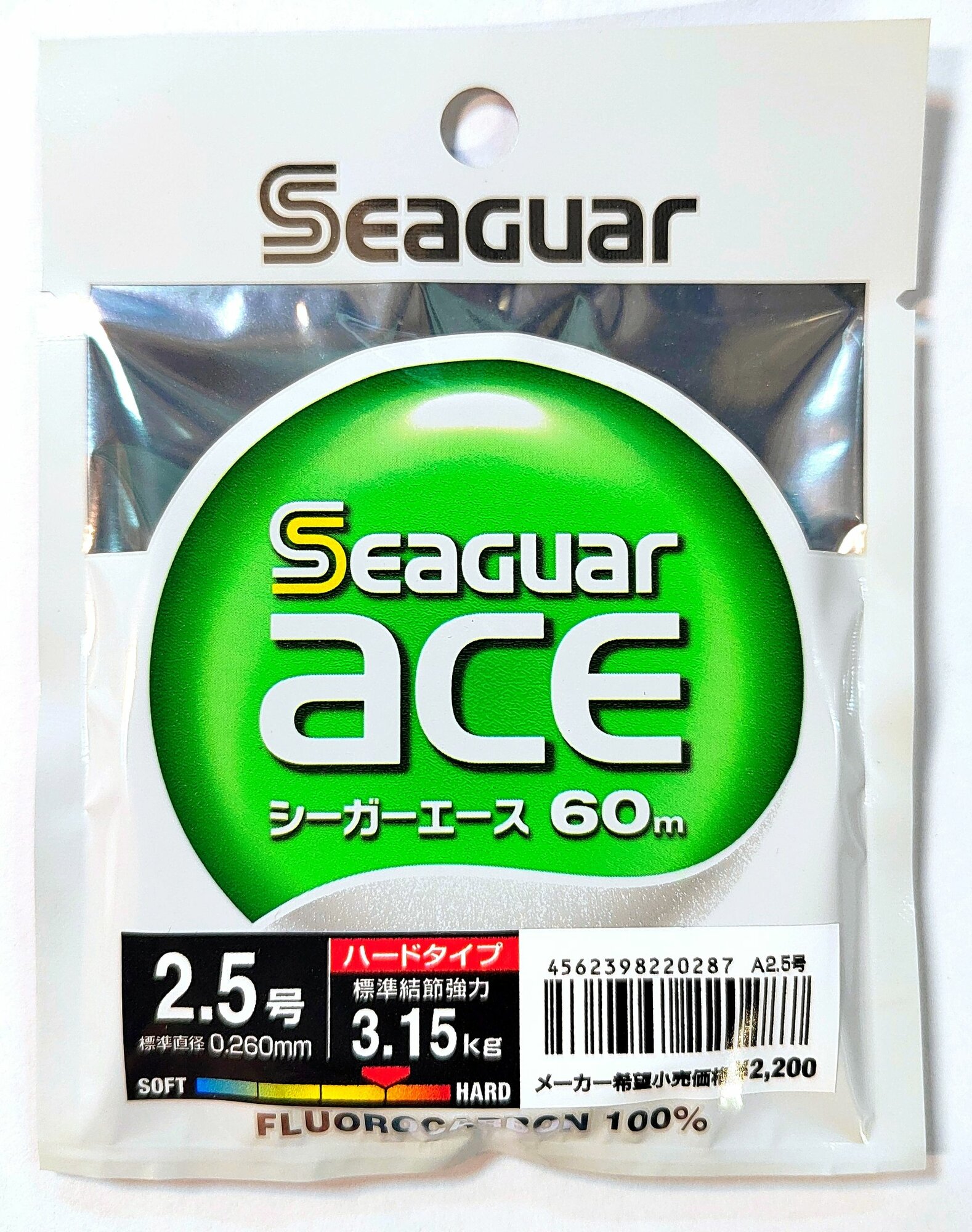 100% Флюорокарбон Seaguar Ace 60м. #2.5 (3,15кг/0,260мм.) белый, прозрачный