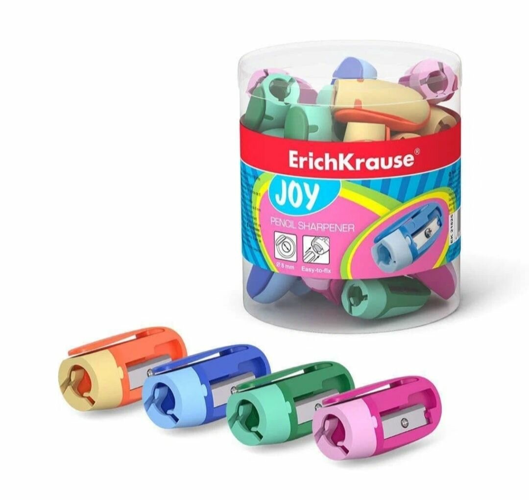 Точилка 1 отверстие, 15*40 мм, пластик, ассорти 4 шт, EC