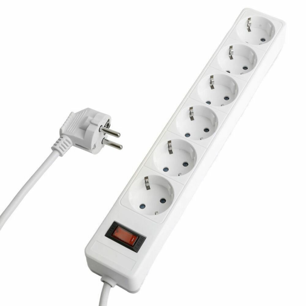 Сетевой фильтр Stekker Optima HM20-61-02 с защитой от перегрузки и помех - 6 выходов 2990Вт 13А 1.8 м 3x1мм2 латунь, арт. 50095