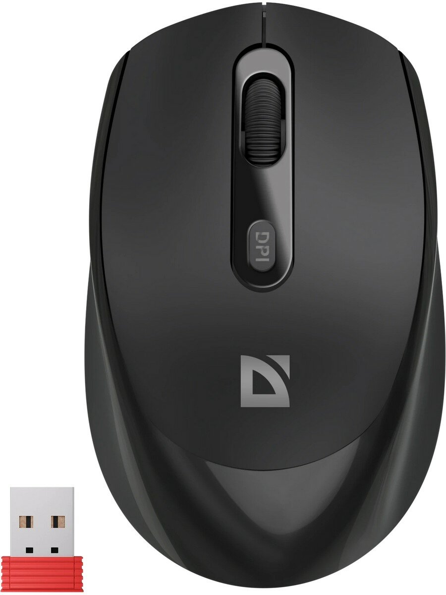 Мышь беспроводная DEFENDER Vision (Видение) MS-376 черный (USB/BT, 1600dpi, 4but) (52376)