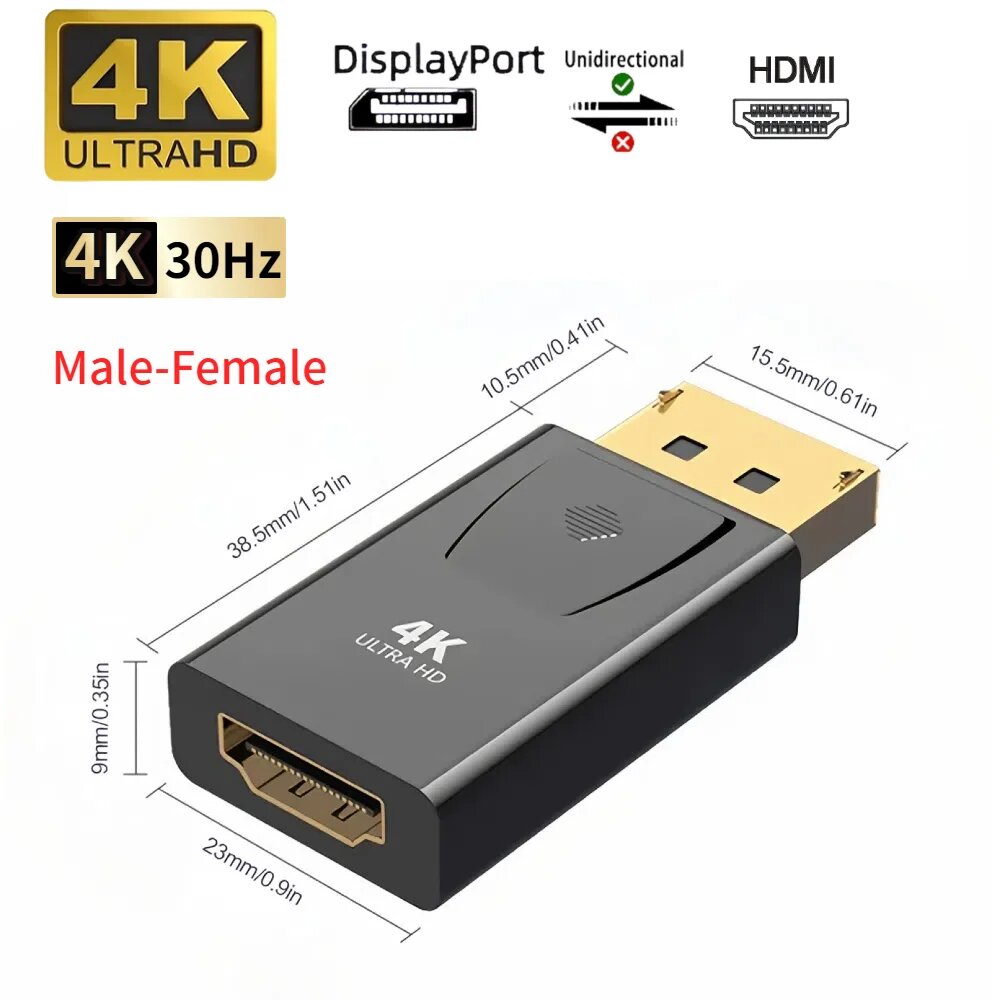 Кабель DisplayPort-HDMI 4K при 60 Гц, однонаправленный порт дисплея DP1.2 в HDMI2.0, преобразователь экрана компьютера в HDMI для монитора