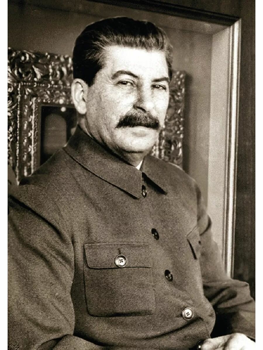 Плакат, постер Сталин И. В. Портрет на холсте, размер 21х30см