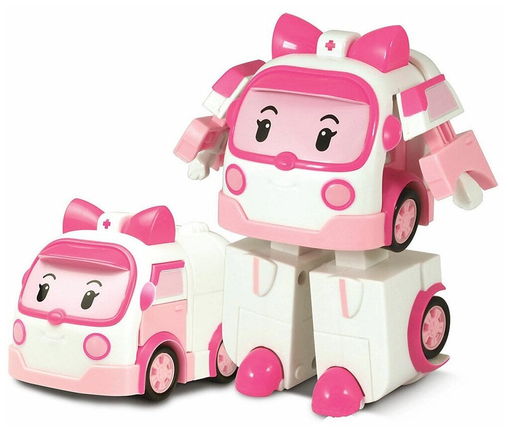 Трансформер Silverlit Robocar Poli Эмбер 7,5 см, 83047, белый/розовый