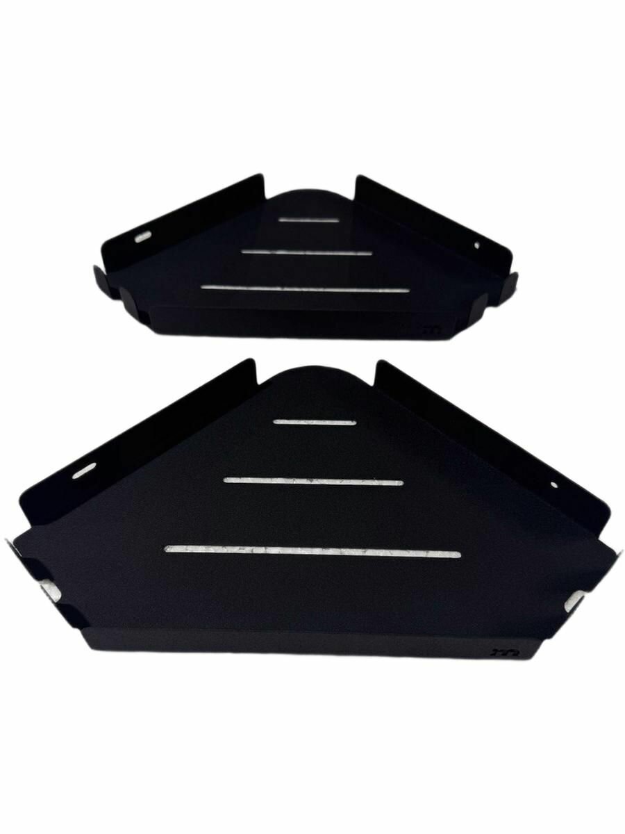 Угловая полка для ванной комнаты и кухни Spigolo 30х22х2,5см, черная на липучках, без сверления 2 шт