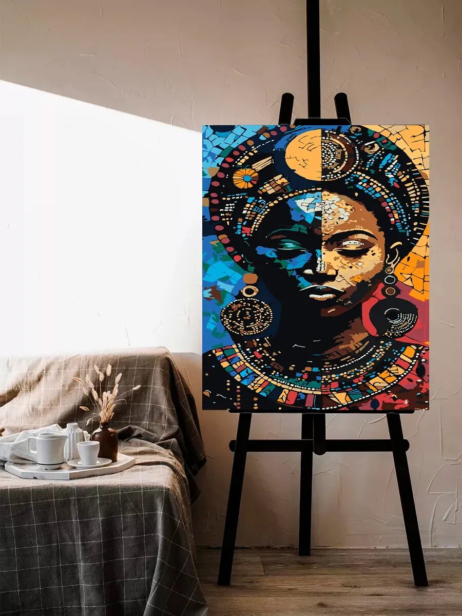 Картина по номерам Африканская Темнокожая Девушка