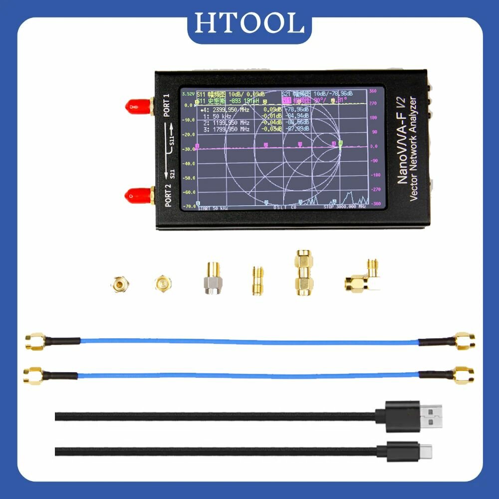 Векторный сетевой анализатор NanoVNA F V2 50KHz-3GHz ВЧ УКВ УВЧ VNA 4.3" сенсорный экран 5000 мАч Высокоточный антенный анализатор