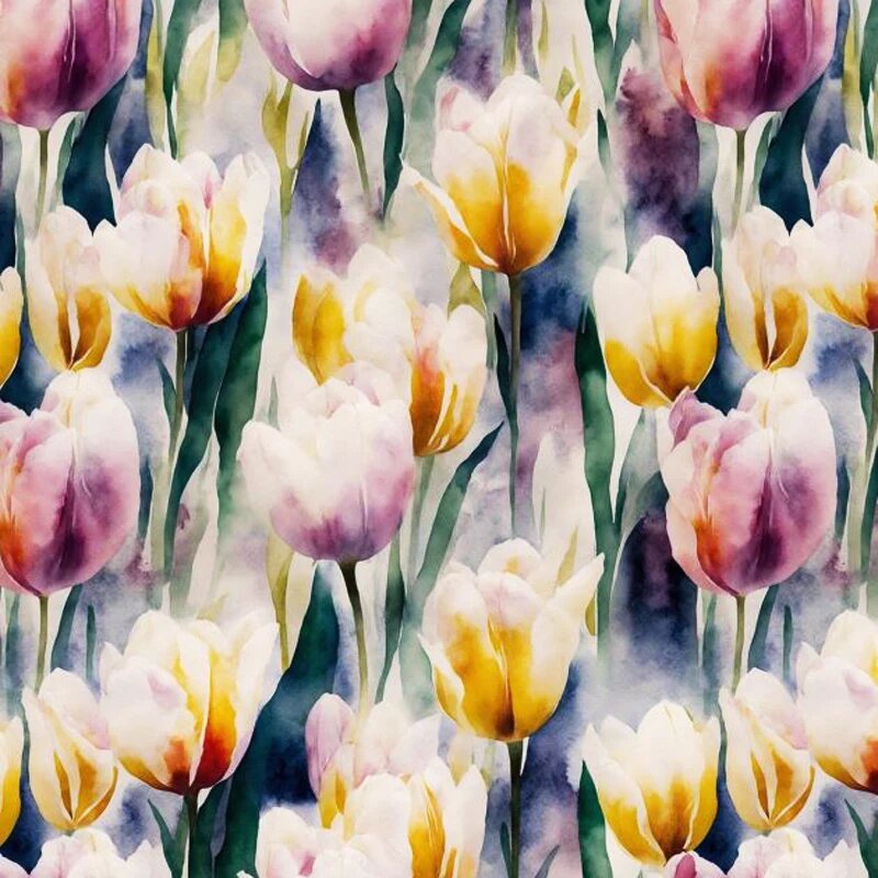 Вискозная тюльпановая ткань с цветочным принтом FABRIC SHIPPER 140 см 1Meter X 1.4Meter