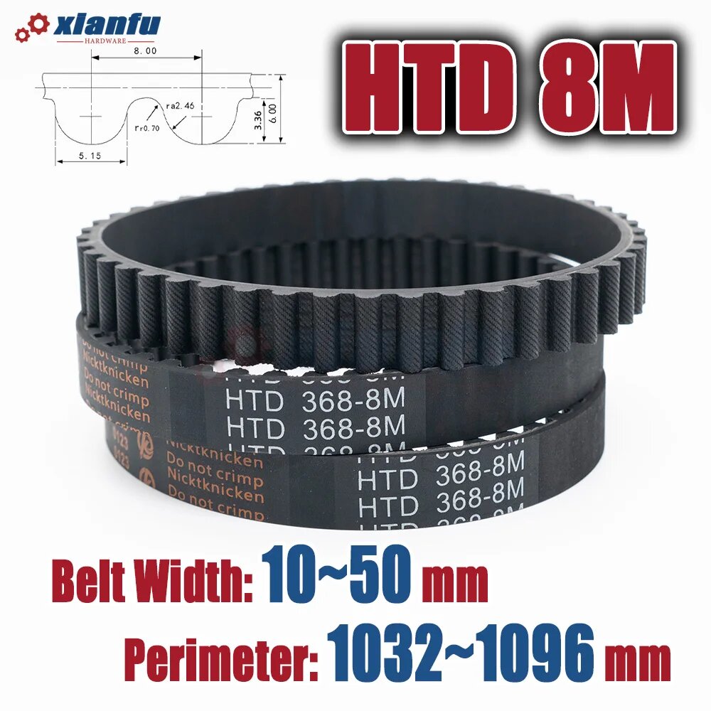 Резиновый ремень ГРМ HTD 8M 1032-1096 мм 1 шт, Belt Width 45mm, HTD 1096mm-8M
