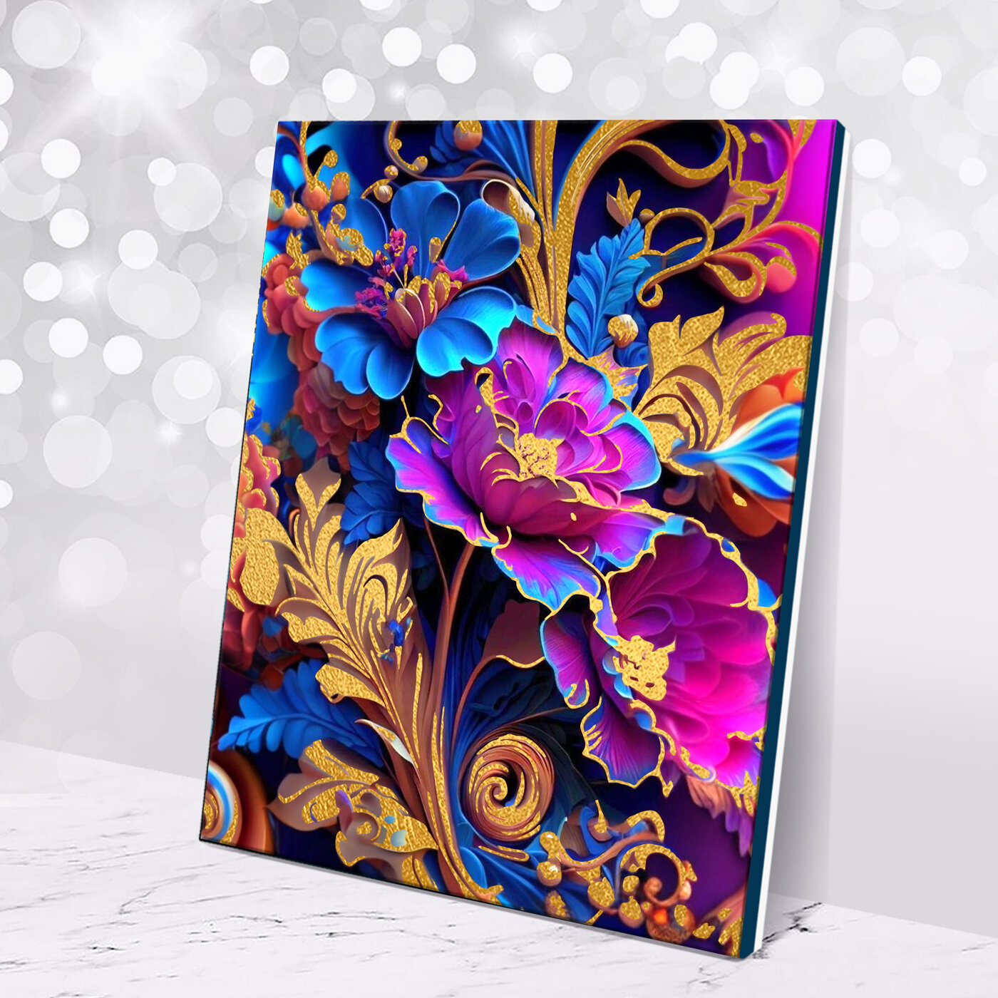 Картина по номерам 40х50см с поталью Цветы и золото картина И точка MP0001