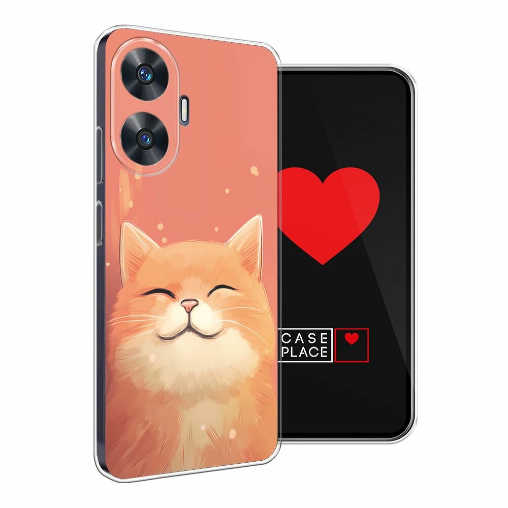 Чехол на Realme C55 / Реалми C55 с принтом "Довольный рыжий котик" — фото 1