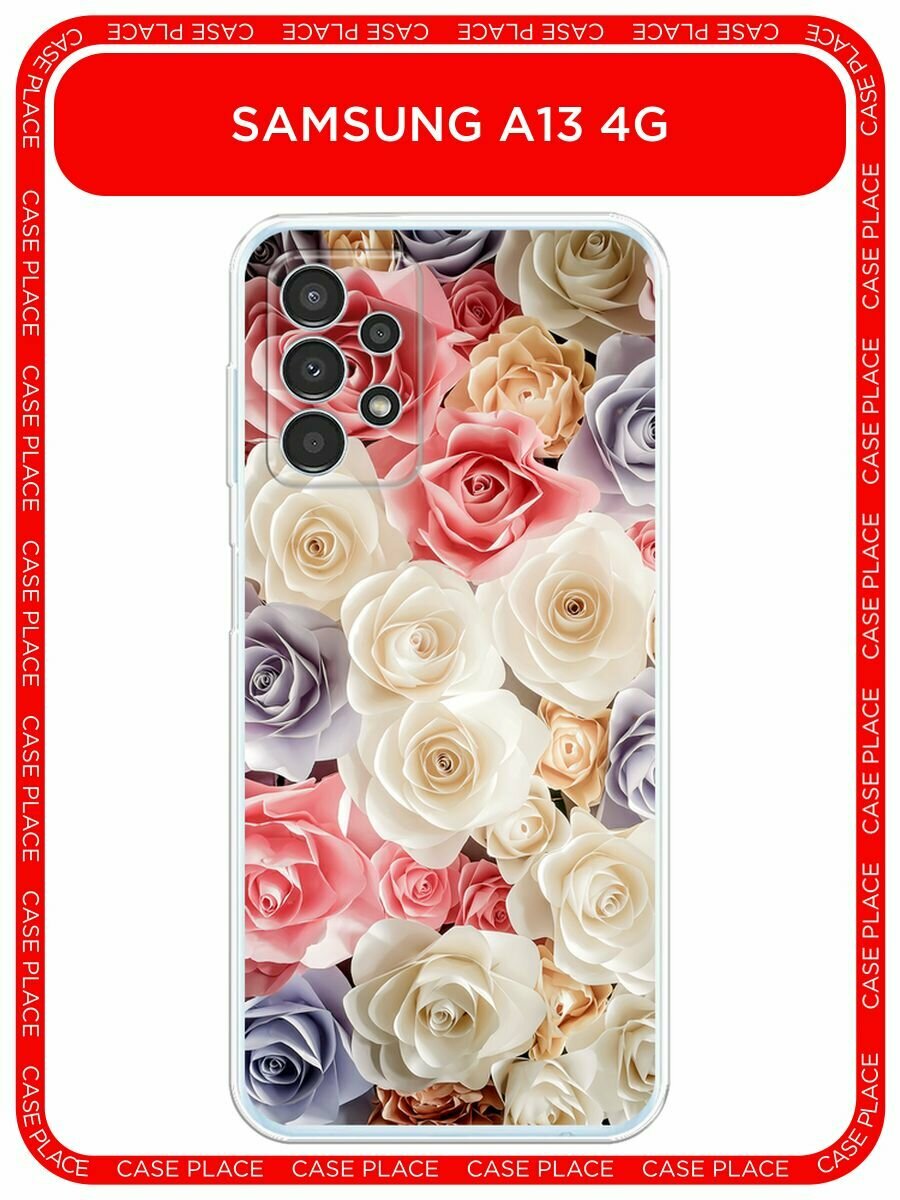 Чехол на Samsung Galaxy A13 / Самсунг Галакси А13 с принтом "Пастельные розы"
