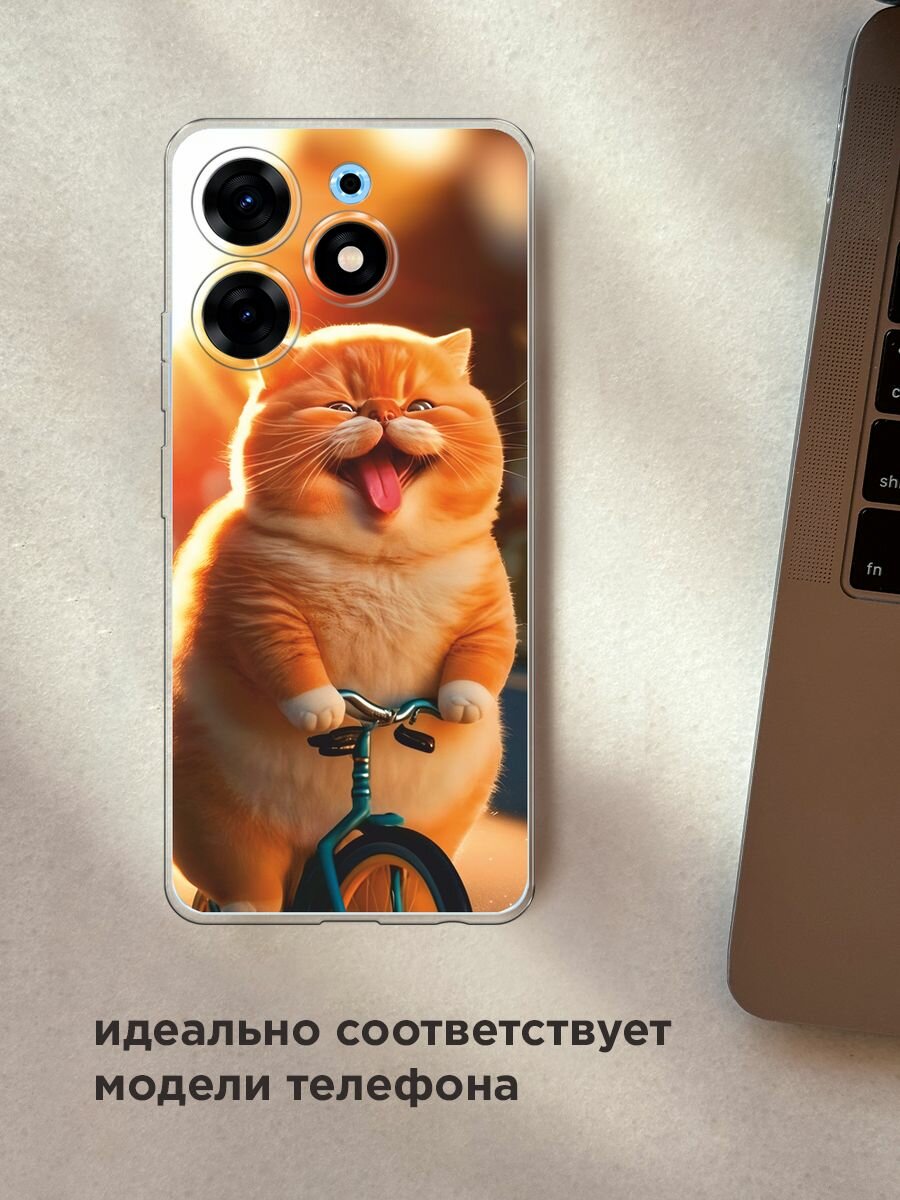 Чехол на Tecno Spark 10 Pro / Текно Спарк 10 Про с принтом "Кот на велике" — фото 1
