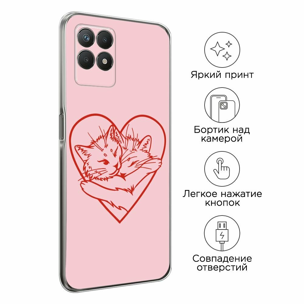 Чехол на Realme 8i / Реалми 8i с принтом "Влюблённые котики рисунок 1 - 14 февраля" — фото 1
