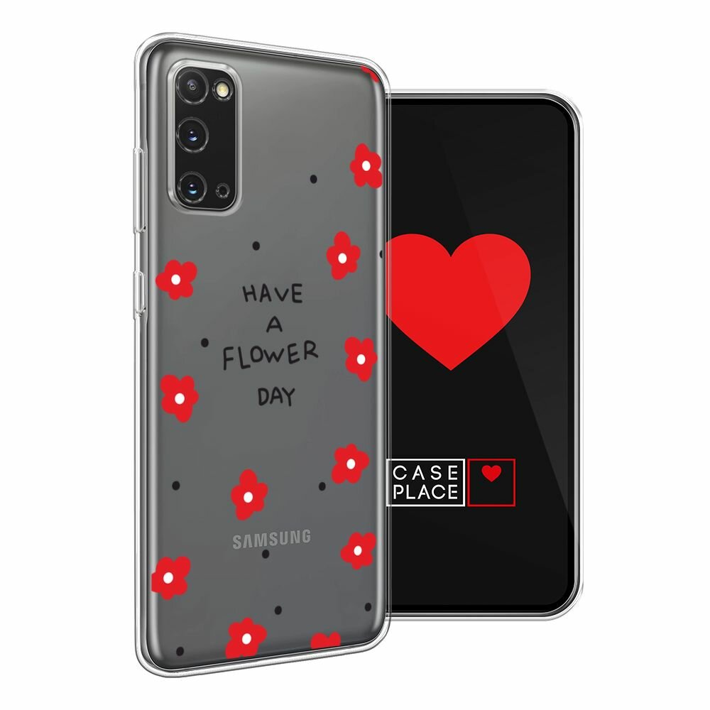 Чехол на Samsung Galaxy S20 / Самсунг Гэлакси S20 с принтом "Have a flower day 2", прозрачный — фото 1
