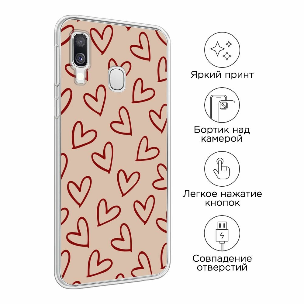 Чехол на Samsung Galaxy A40 / Самсунг Галакси А40 с принтом "Little hearts doodles 1 - 14 февраля" — фото 1
