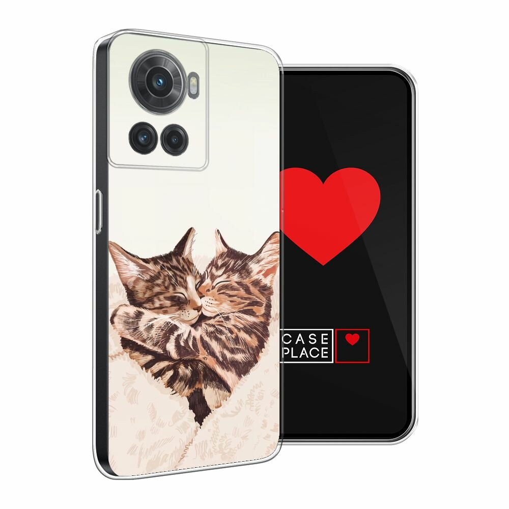 Чехол на OnePlus 10R/Ace / Ван Плас 10R/Ace с принтом "Влюбленные котейки - 14 февраля" — фото 1