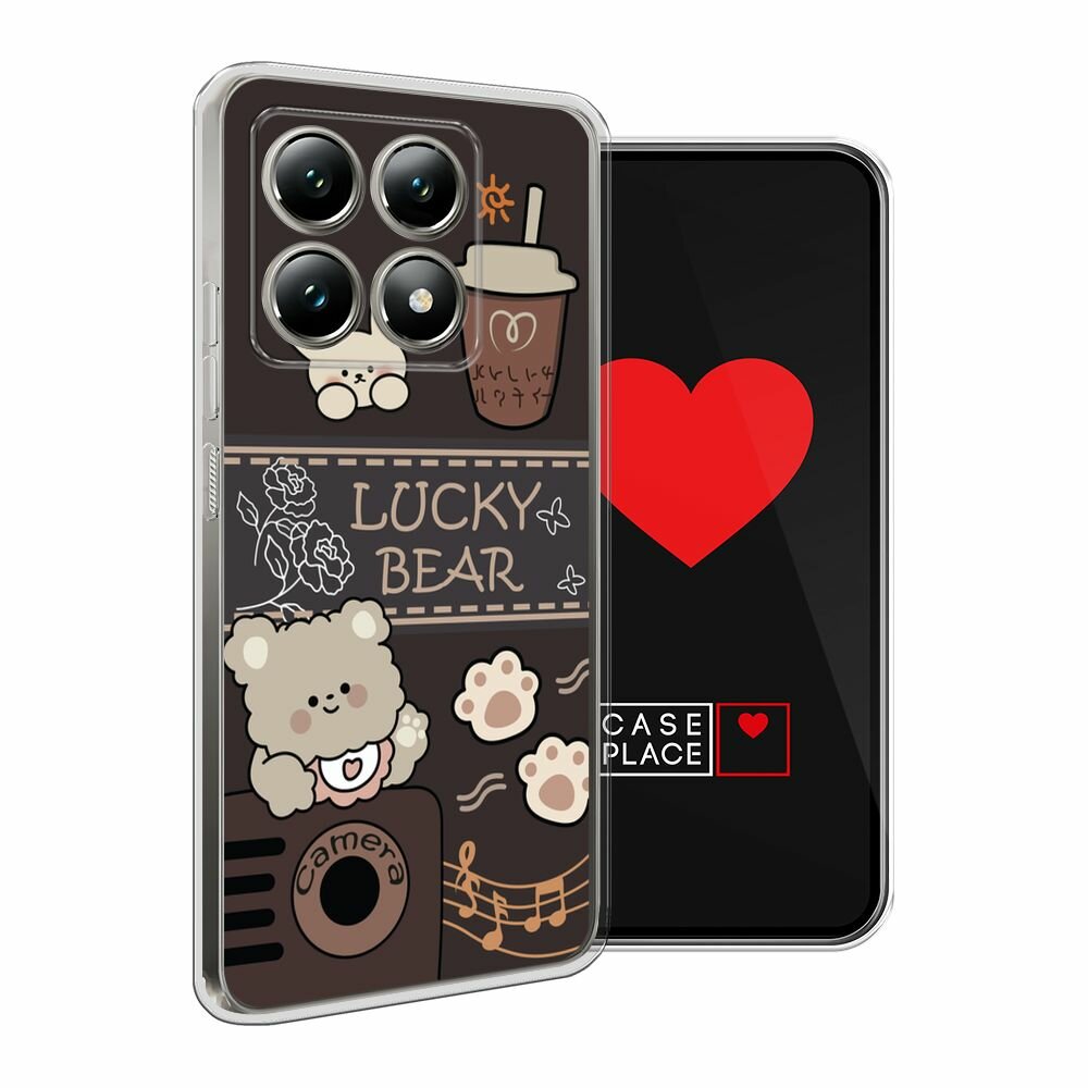 Чехол на Xiaomi 14T / Сяоми 14T с принтом "Lucky bear coffee 1" — фото 1