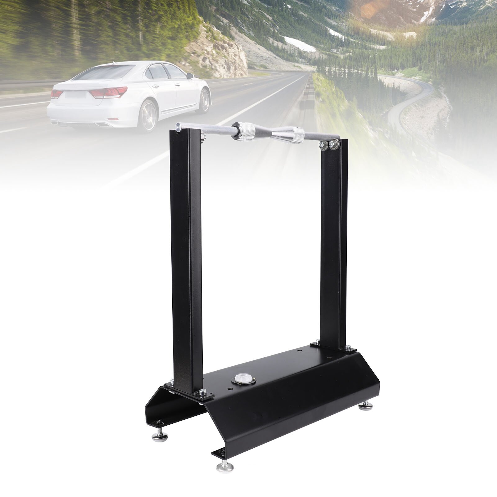 Балансировочный стенд для колес мотоцикла, балансировочный инструмент для выравнивания шин с регулируемыми центрирующими конусами, прочный стенд для балансировки колес мотоцикла, черный