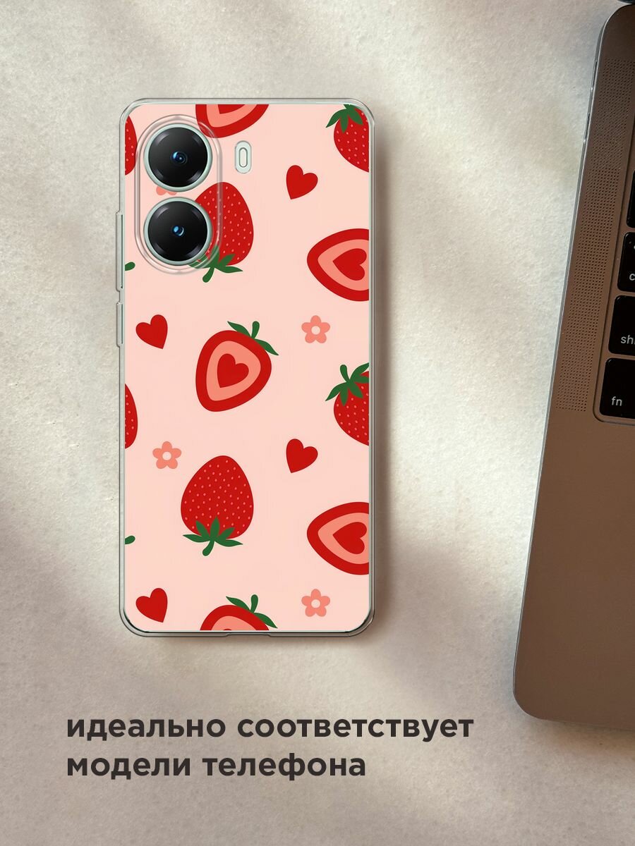 Чехол на Poco X7 Pro / Поко X7 Про с принтом "Heart strawberries 1 - 14 февраля" — фото 1