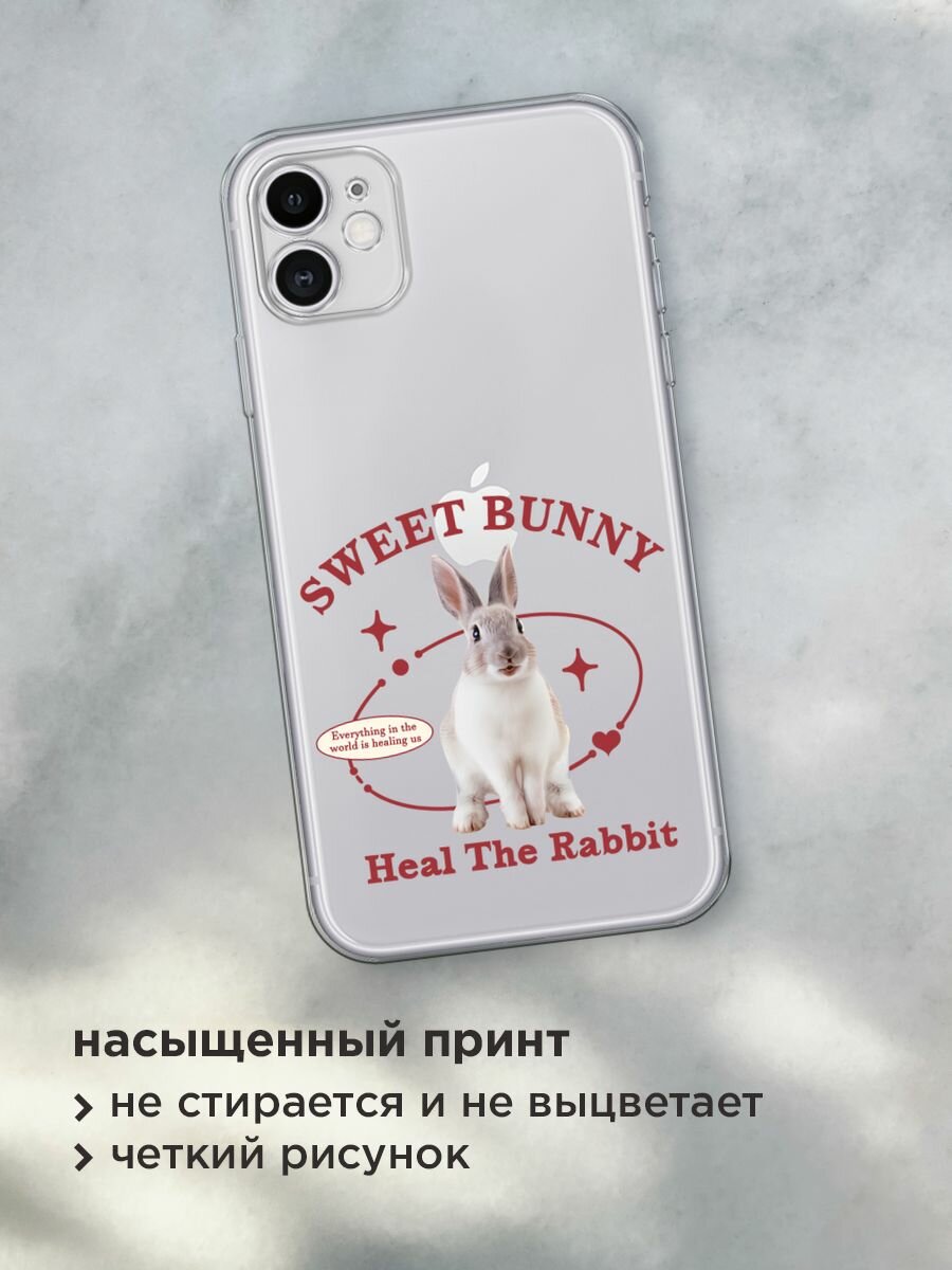 Чехол на Apple iPhone 11 / Айфон 11 с принтом "Heal the rabbit", прозрачный — фото 1