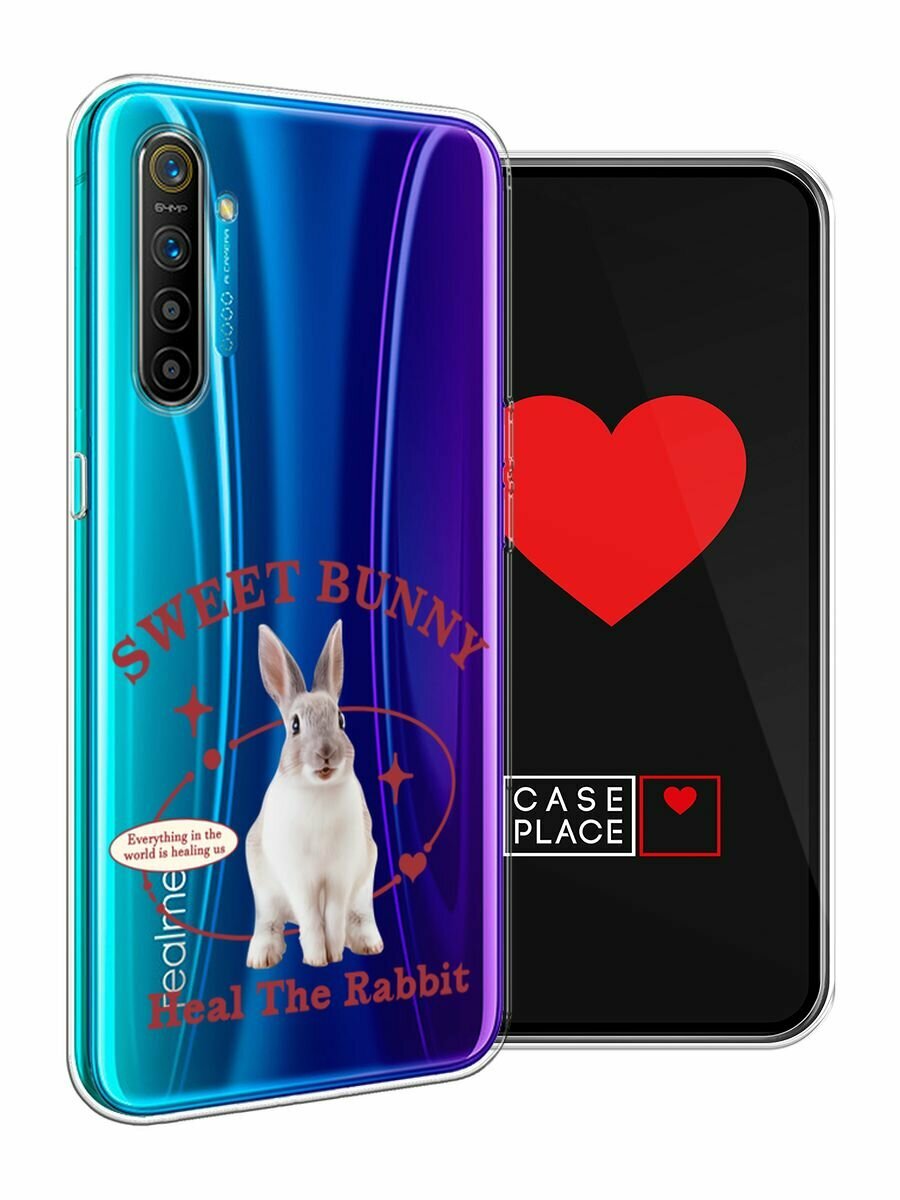 Чехол на Realme XT / Реалми XT с принтом "Heal the rabbit", прозрачный — фото 1
