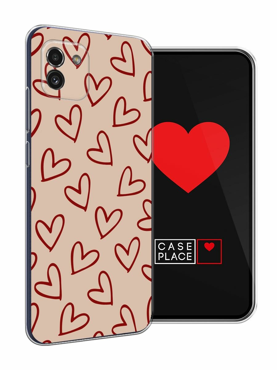 Чехол на Samsung Galaxy A03 / Самсунг Галакси А03 с принтом "Little hearts doodles 1 - 14 февраля" — фото 1