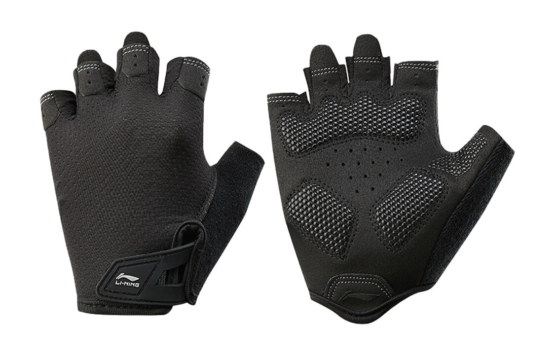 Спортивные перчатки унисекс LiNing черные, M EU, цвет: black
