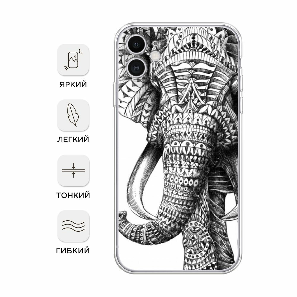 Силиконовый чехол на Apple iPhone 11 / Айфон 11 с принтом слон — фото 1