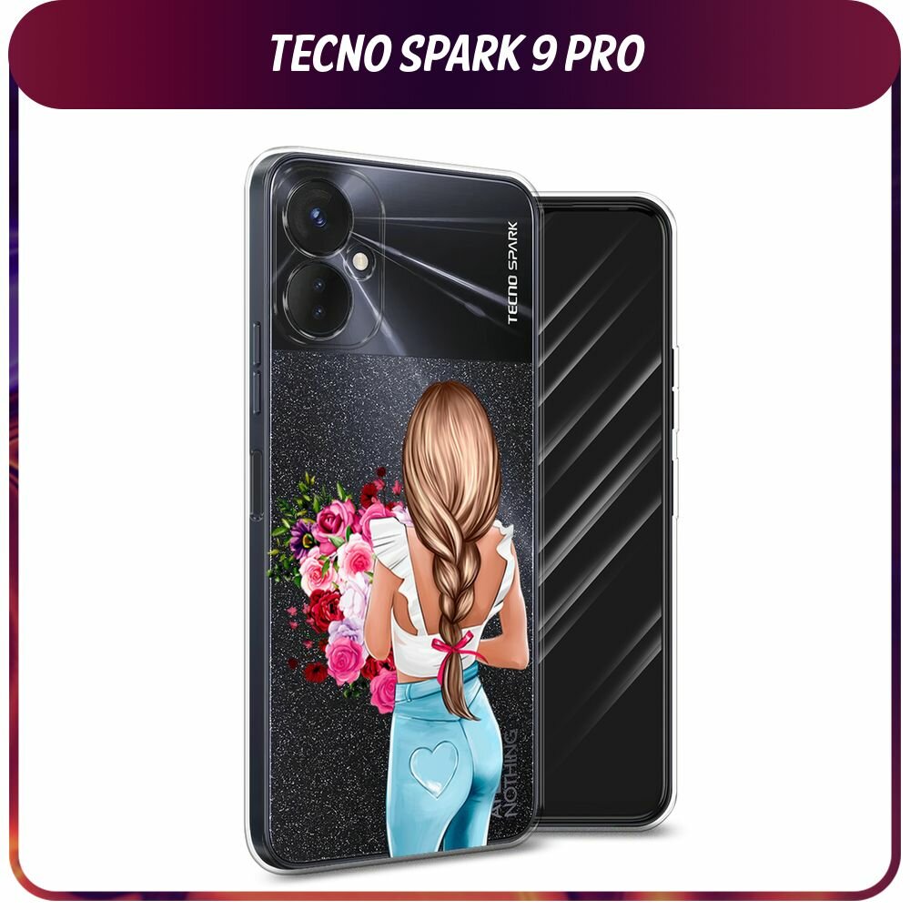 Чехол на Tecno Spark 9 Pro / Техно Спарк 9 Про с принтом "Букет для девушки", прозрачный