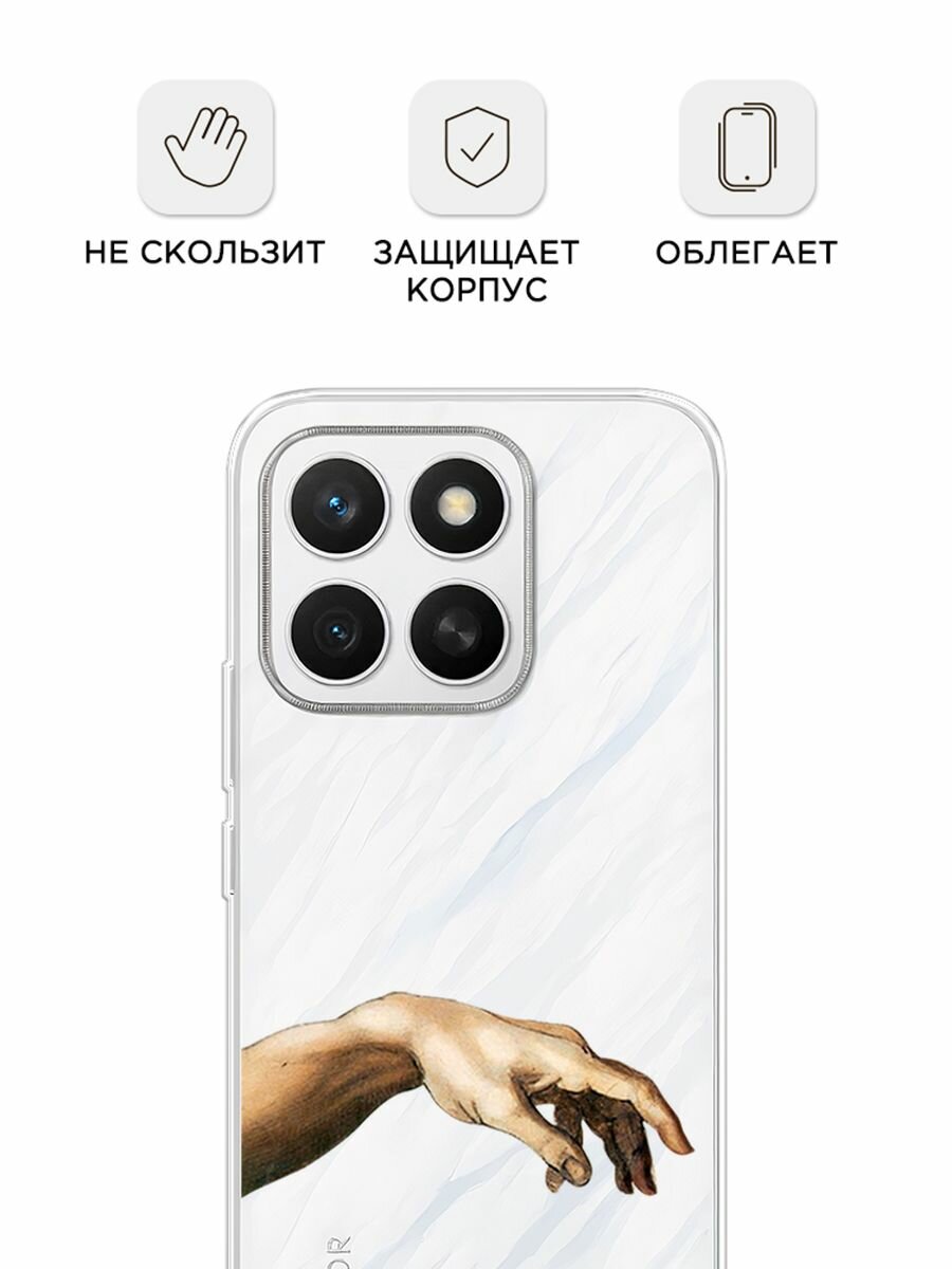 Чехол на Honor X8c / Хонор X8c с принтом Creazione di Adamo 1, прозрачный — фото 1