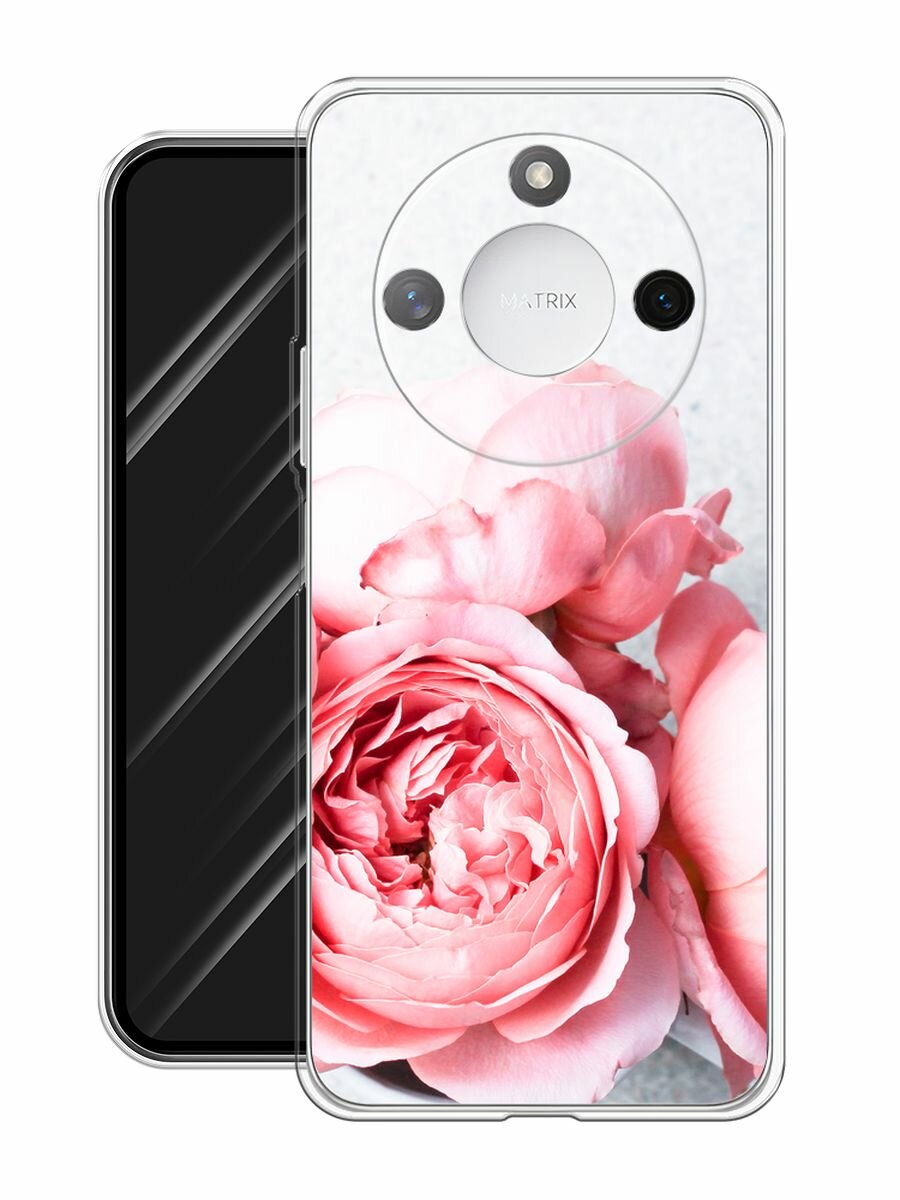 Чехол на Honor X9c Smart / Хонор X9c Смарт с принтом "Пионы на белом" — фото 1