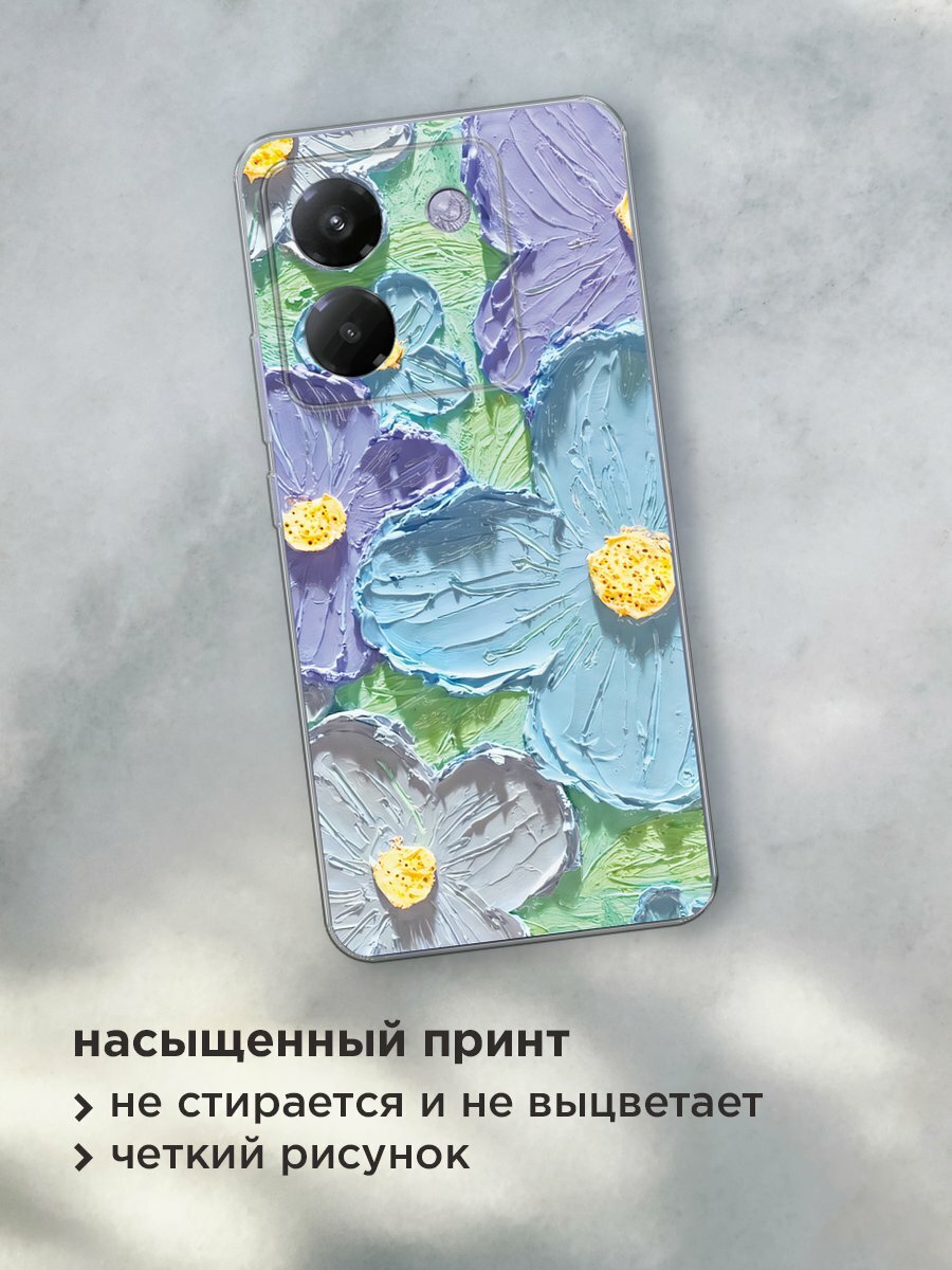 Чехол на Poco M7 Pro / Поко М7 Про с принтом "Масляные цветы 2" — фото 1