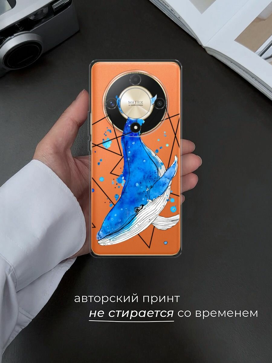 Чехол на Honor X9b / Хонор X9B с принтом "Кит графика", прозрачный — фото 1