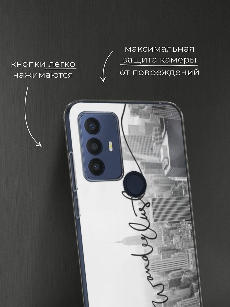 Чехол на TCL 30E/30 SE/305/306 / ТСЛ 30E с принтом "Черно город" — фото 1