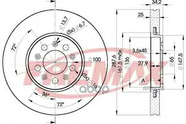 Диск тормозной передний! Audi A3, VW Bora/Golf 1.8T/2.3/1.9TDi 96> FREMAX арт. BD5604