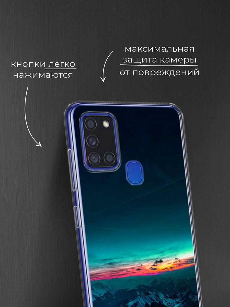 Чехол на Samsung Galaxy A21s / Самсунг Галакси A21s с принтом "Закат в горах" — фото 1