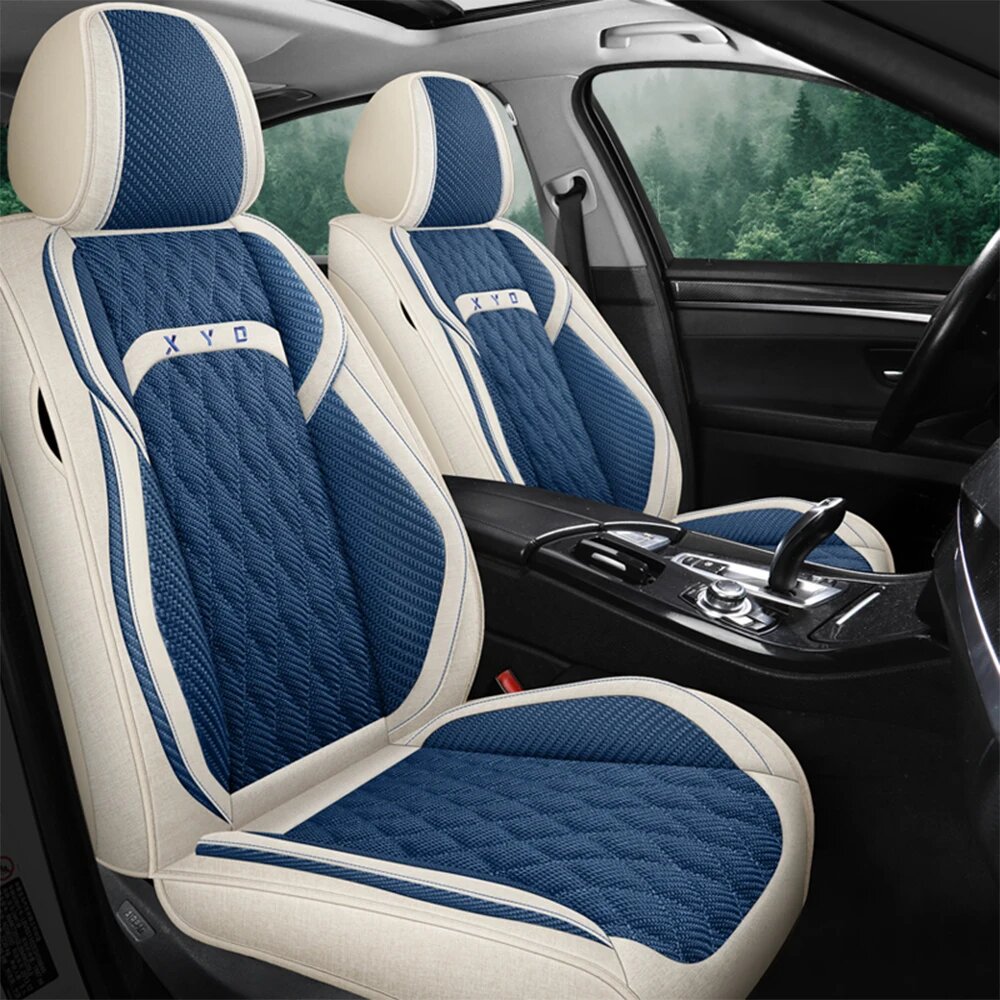 5 шт, Чехол льняной для сиденья автомобиля, чехол для Jetta, Volkswagen, VW Polo, 9N, Sedan, 6R, Touareg, Passat b5, b6, b8, Golf 7, Tiguan, автомобильные аксессуары（Полный комплект на весь автомобиль, 5 предметов: передние и задние сиденья.）